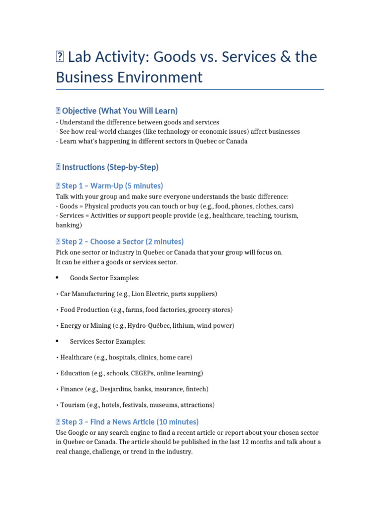 Goods vs. Services in Business Context | PDF | Quebec | Economies