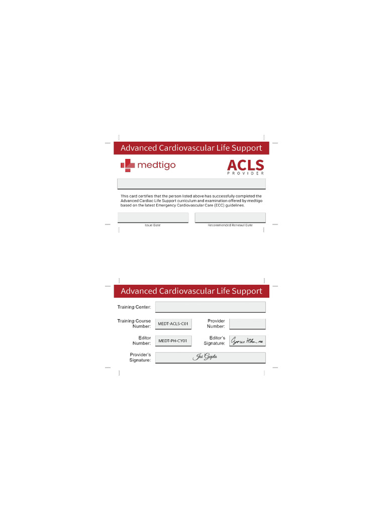 Acls Certificate | PDF