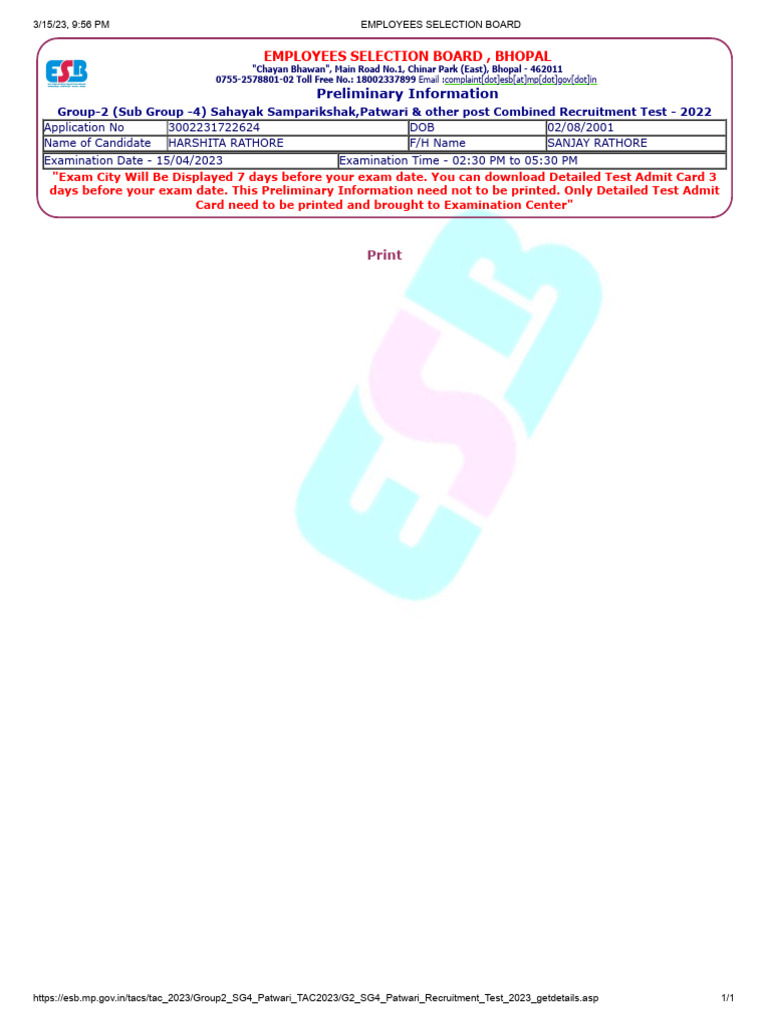 Employees Selection Board | PDF