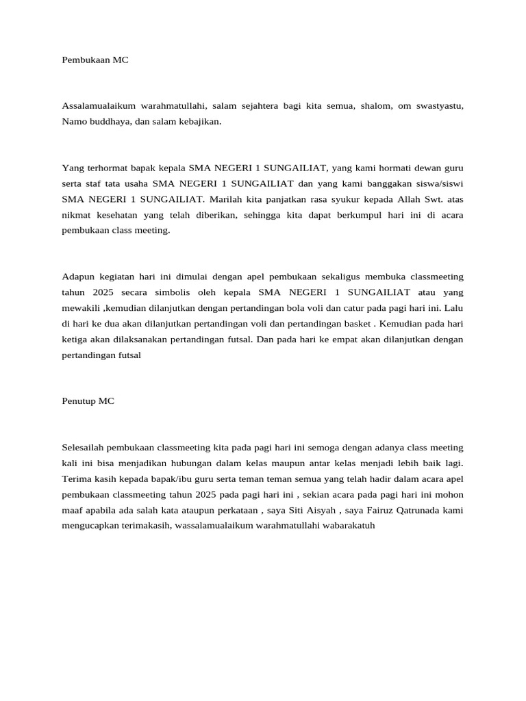 Pembukaan Dan Penutup MC | PDF