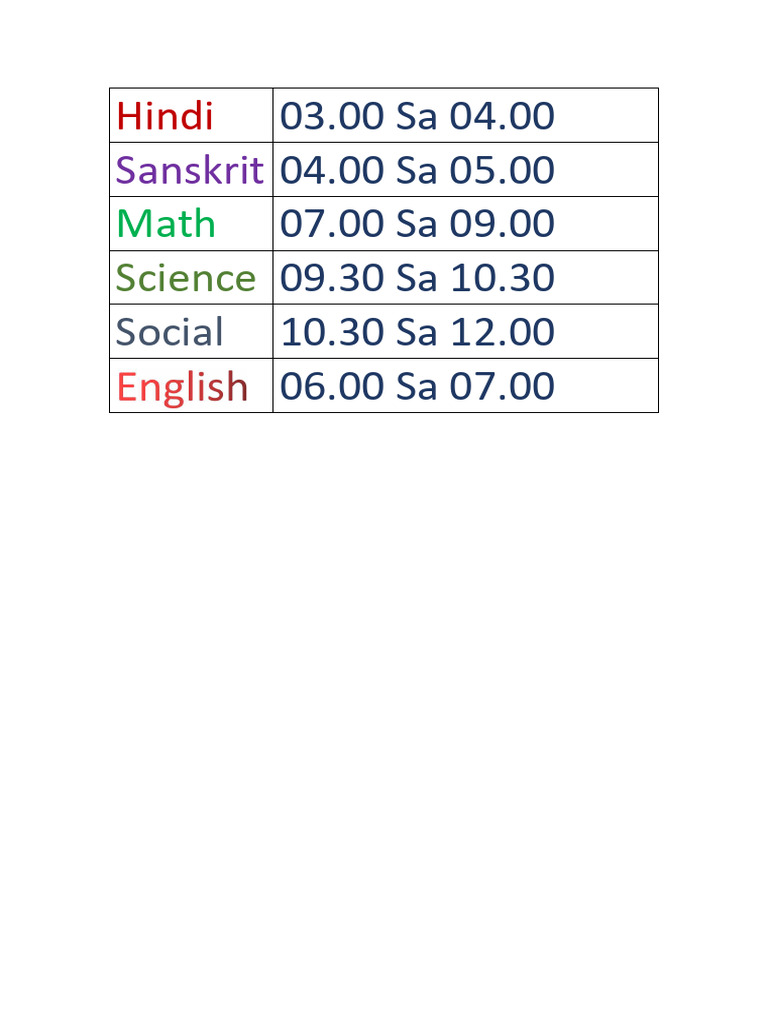 Time Table | PDF