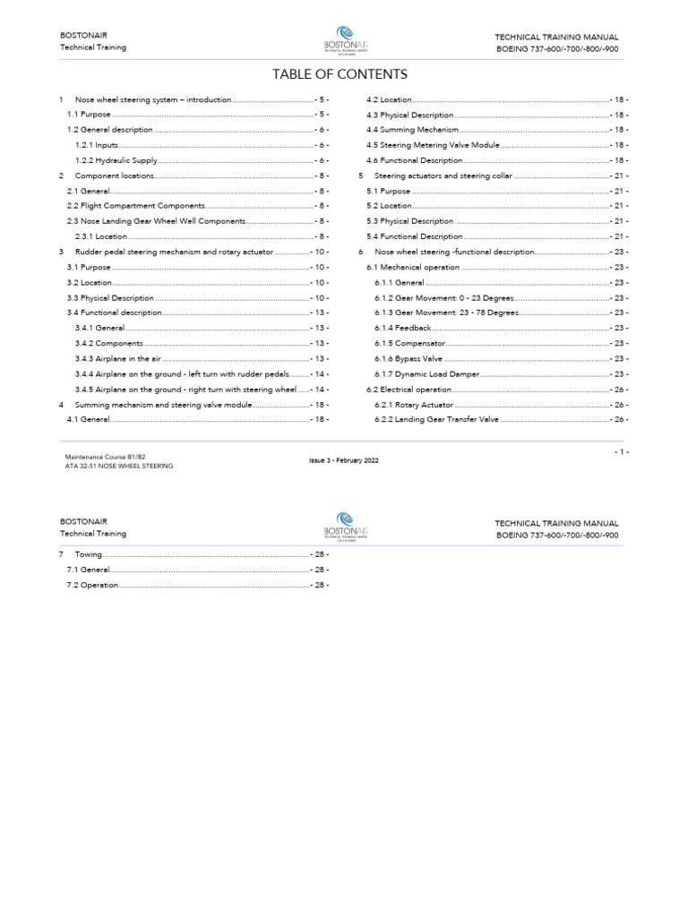 Boeing 737 Nose Wheel Steering Guide | PDF | Landing Gear | Steering