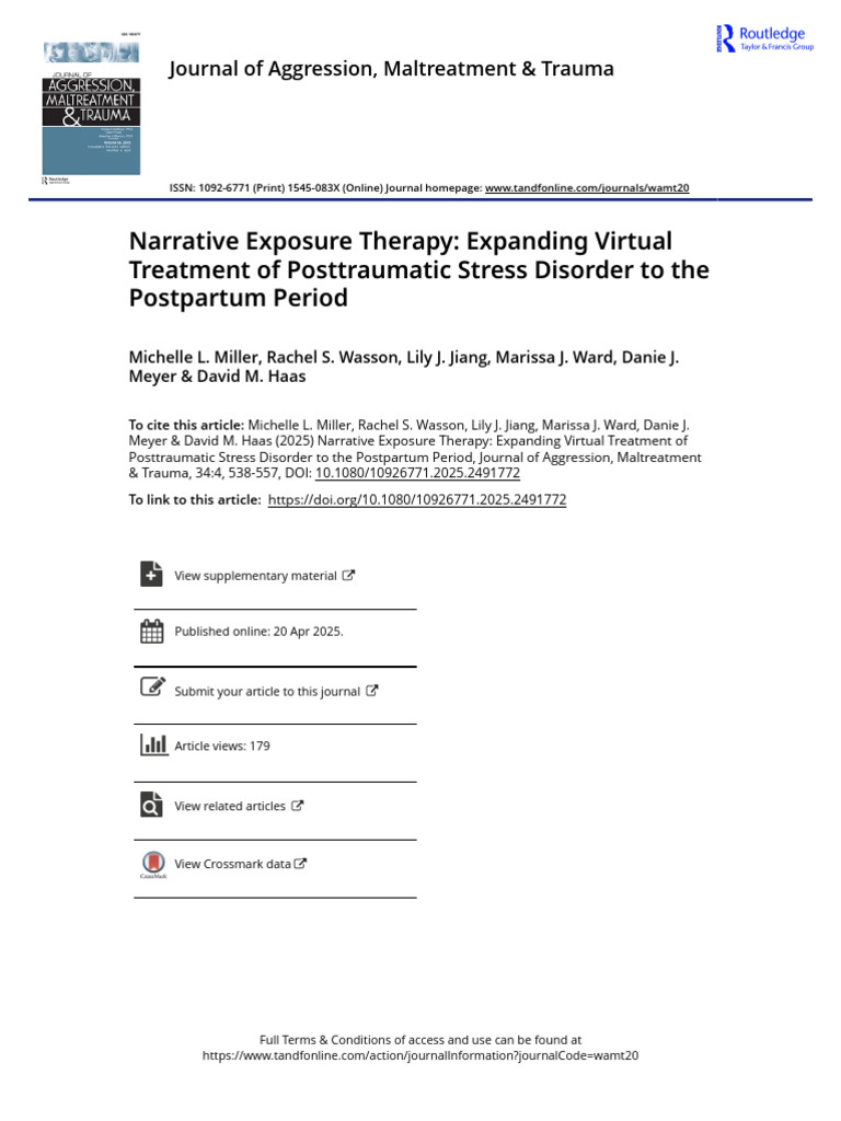 Virtual Narrative Therapy for Postpartum PTSD | PDF | Medical ...