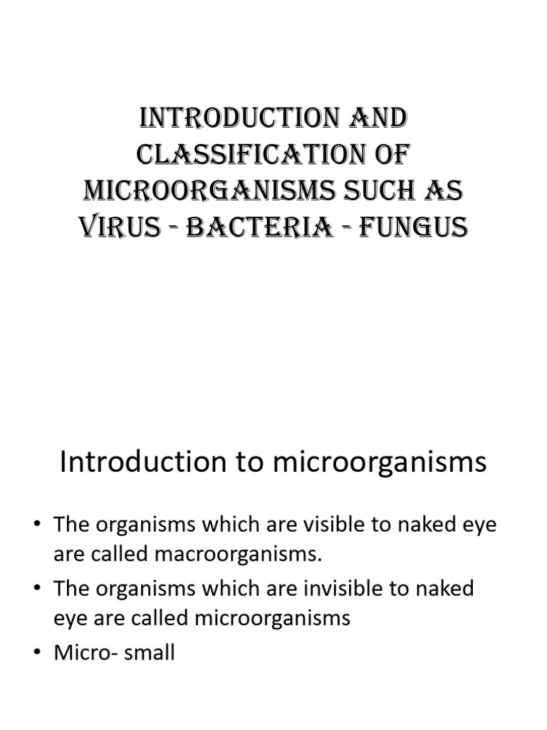Introduction and Classification of Microorganisms Such As | PDF | Virus ...
