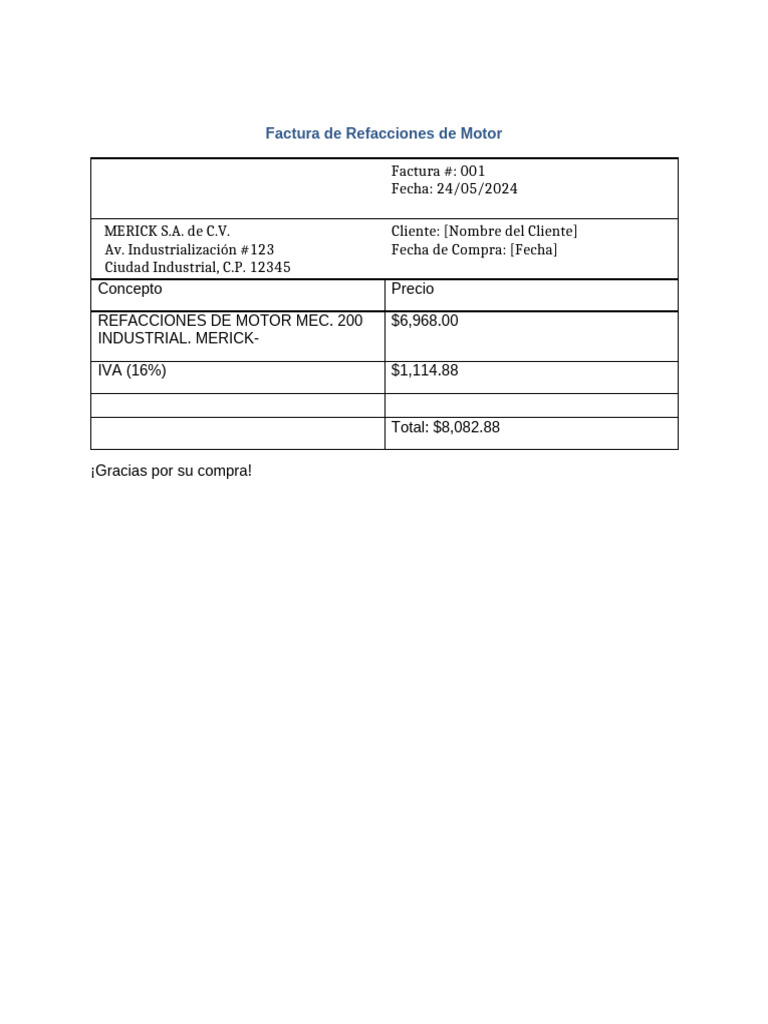 Refacciones Merick | PDF
