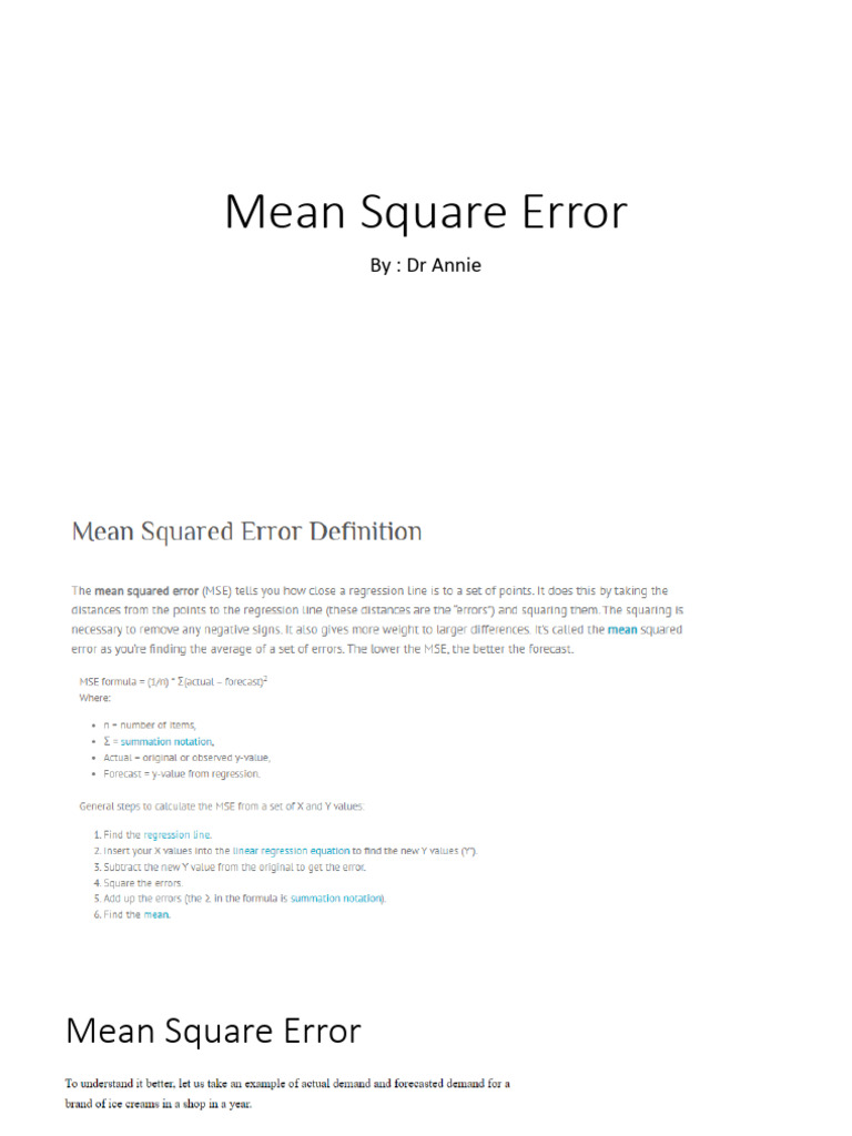 Mean Square Error-W13 | PDF
