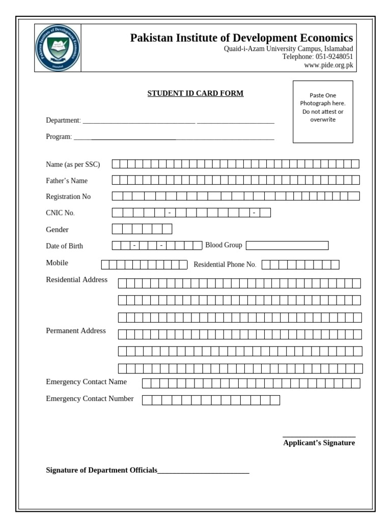 Students ID Card Form | PDF
