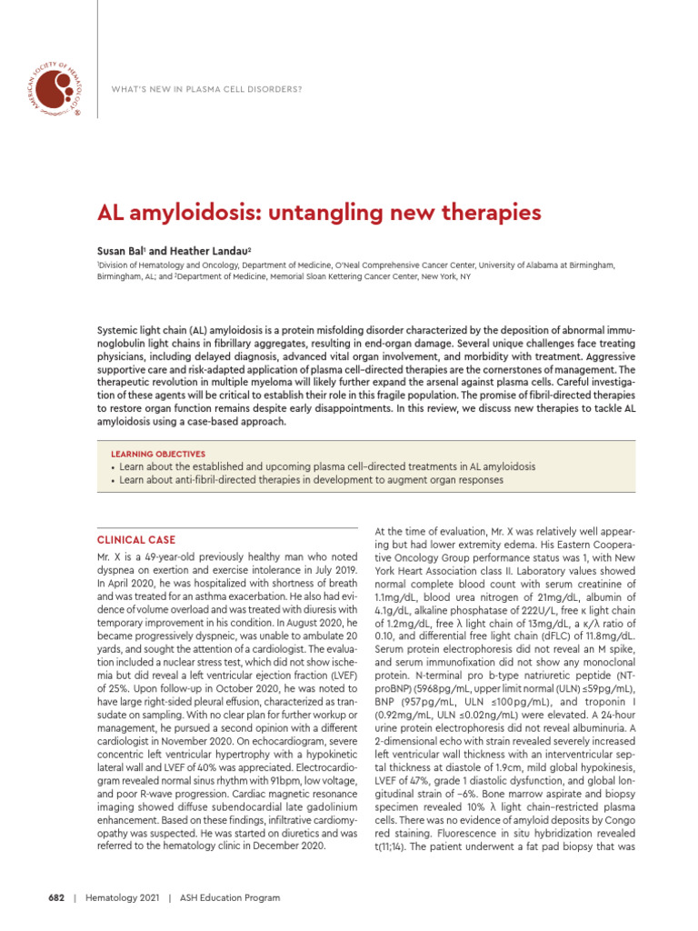 Bal-2021-AL Amyloidosis - Untangling New Therap | PDF | Medical ...