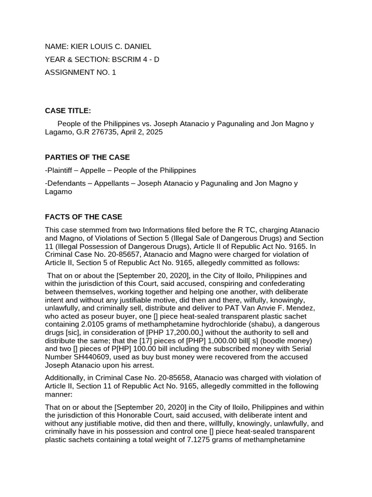 G.R. 276735: Drug Case Verdict Summary | PDF | Human Trafficking ...