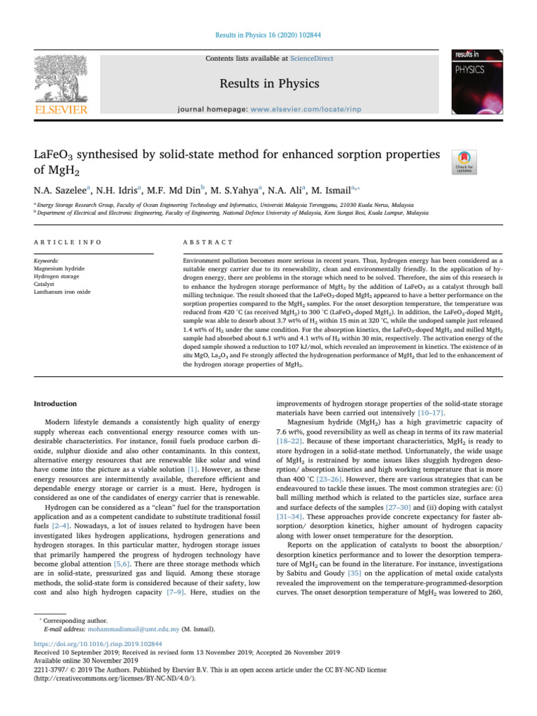 LaFeO3 Synthesised by Solid-State Method For Enhanced Sorption ...