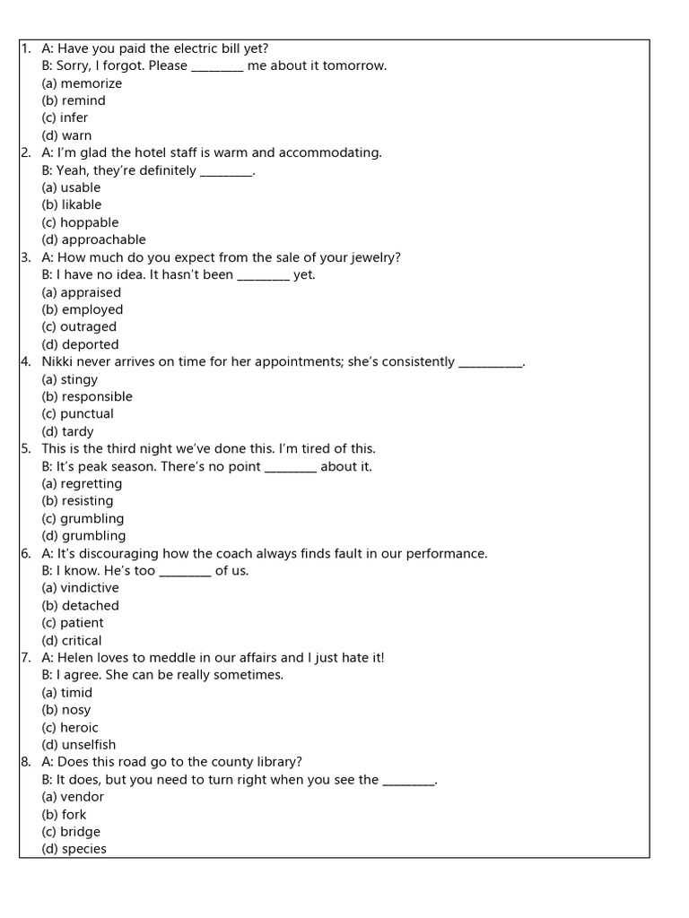 TEPS Sample Test Questions | PDF
