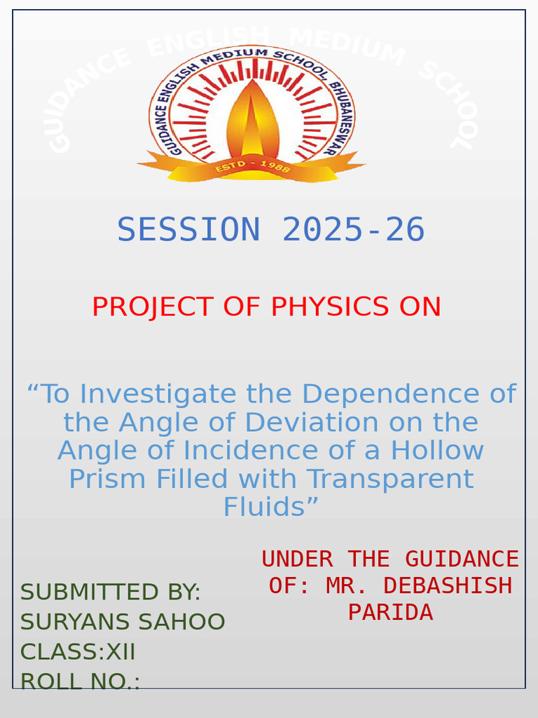 Angle Deviation in Hollow Prism Experiment | PDF | Refraction ...
