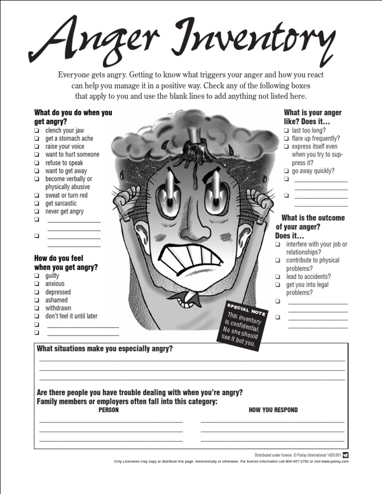 Anger Inventory: What Do You Do When You Get Angry? | PDF