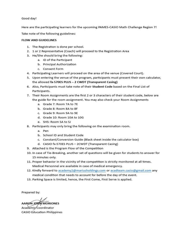 PCMC RVII Guidelines On The PCMC Event | PDF