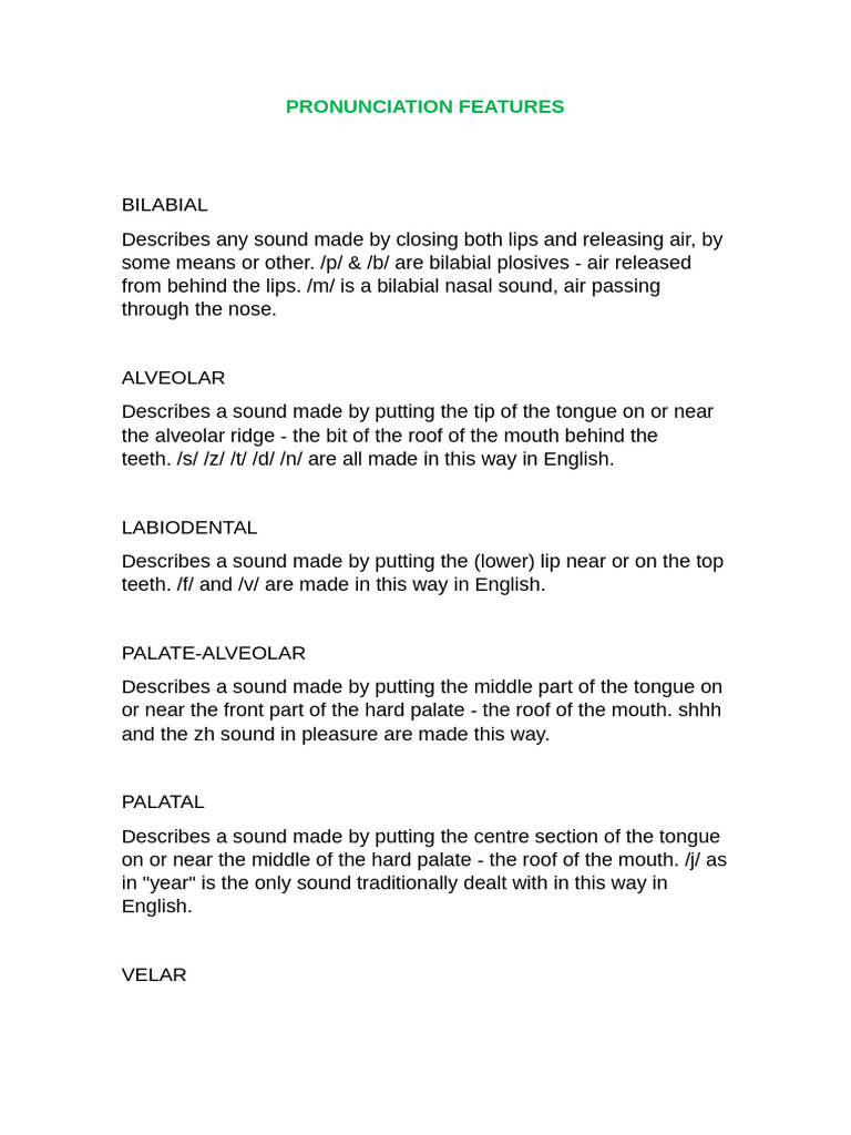 Pronunciation Features | PDF