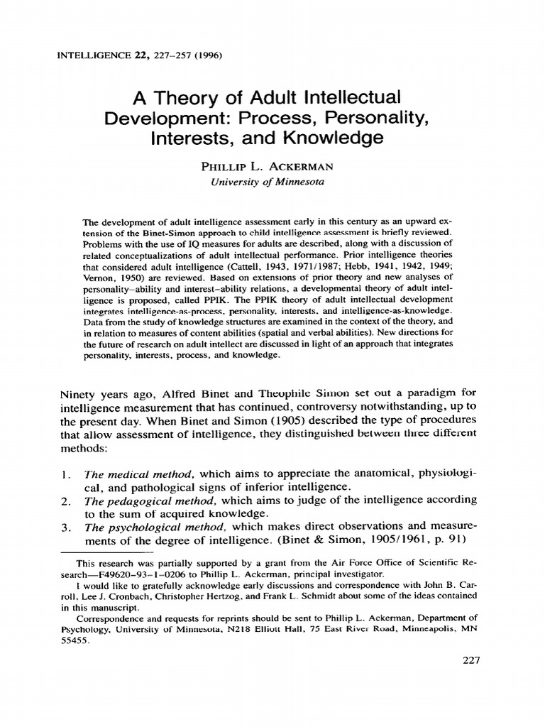 PPIK Theory of Adult Intelligence | PDF | Intelligence | Intelligence ...