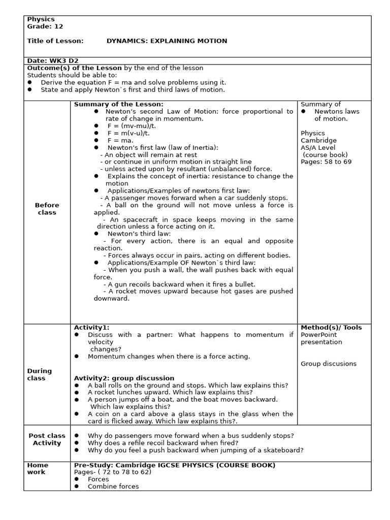 Physics G12 WK3 D2 | PDF | Newton's Laws Of Motion | Force
