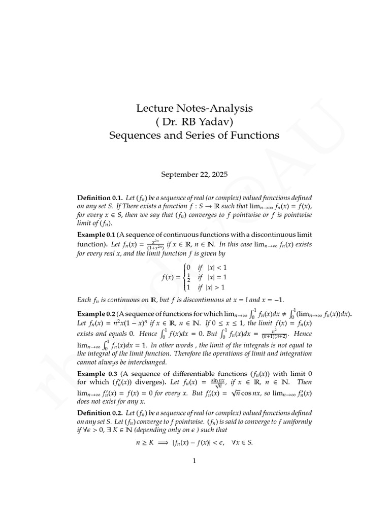 Seq Series of Functions | PDF | Limit (Mathematics) | Power Series
