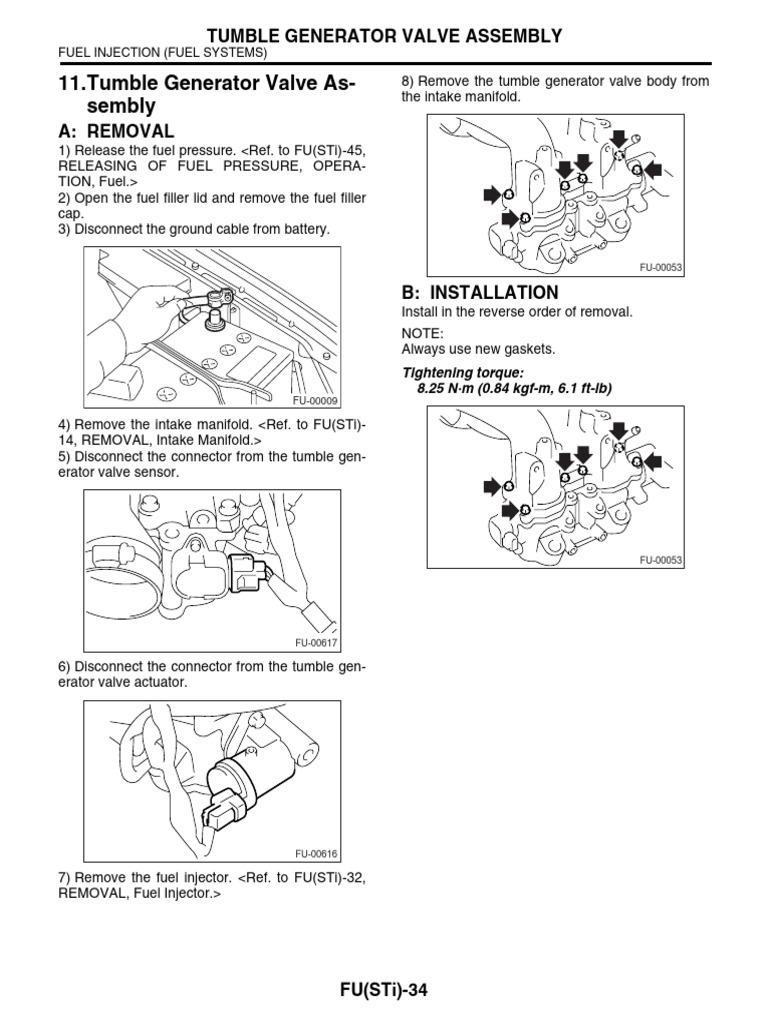 Tumble Generator Valve Removal Guide | PDF