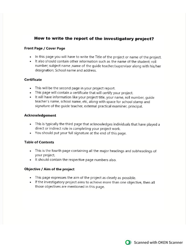 Investigatory Project Instructions | PDF