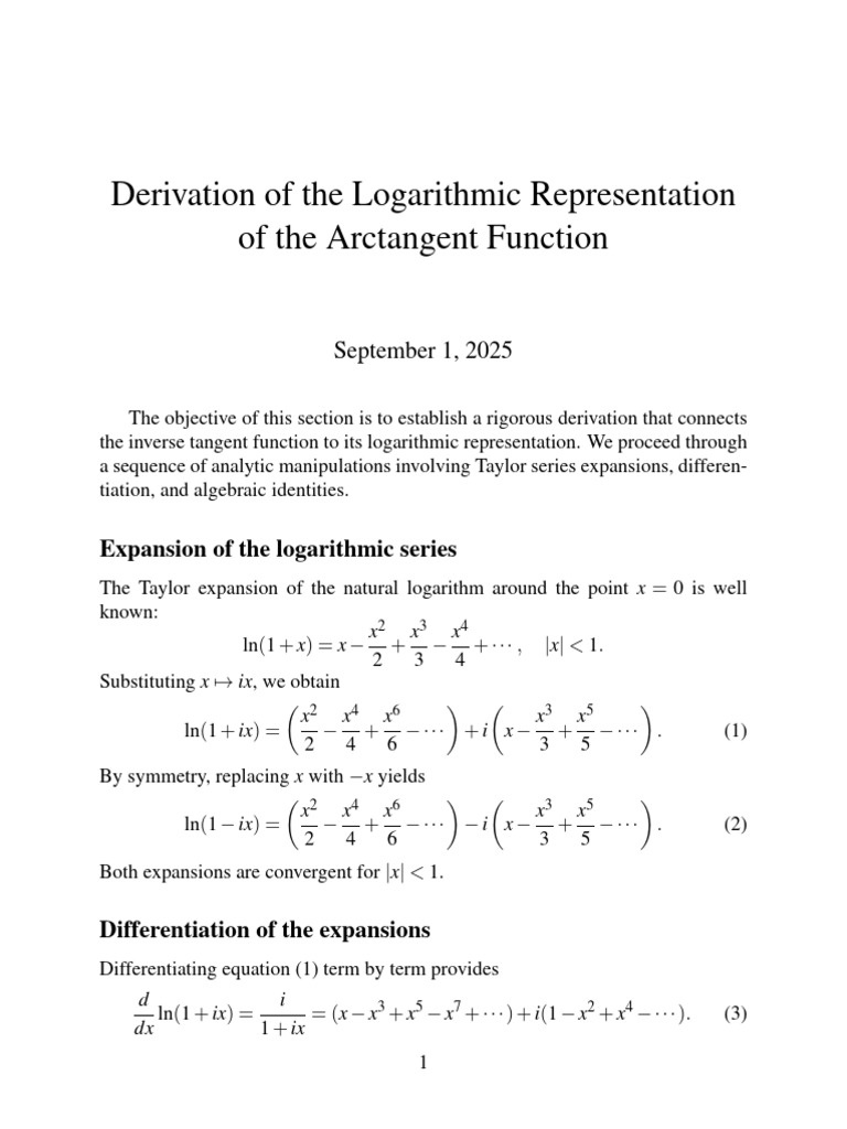 Derivation of The Logarithmic Representation | PDF | Special Functions ...
