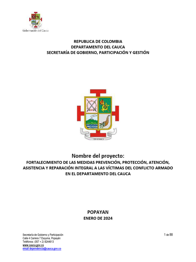 Formato - Doc - Tecn - Proyectos - VICTIMAS 2024 Última Versión Ok | PDF | Colombia