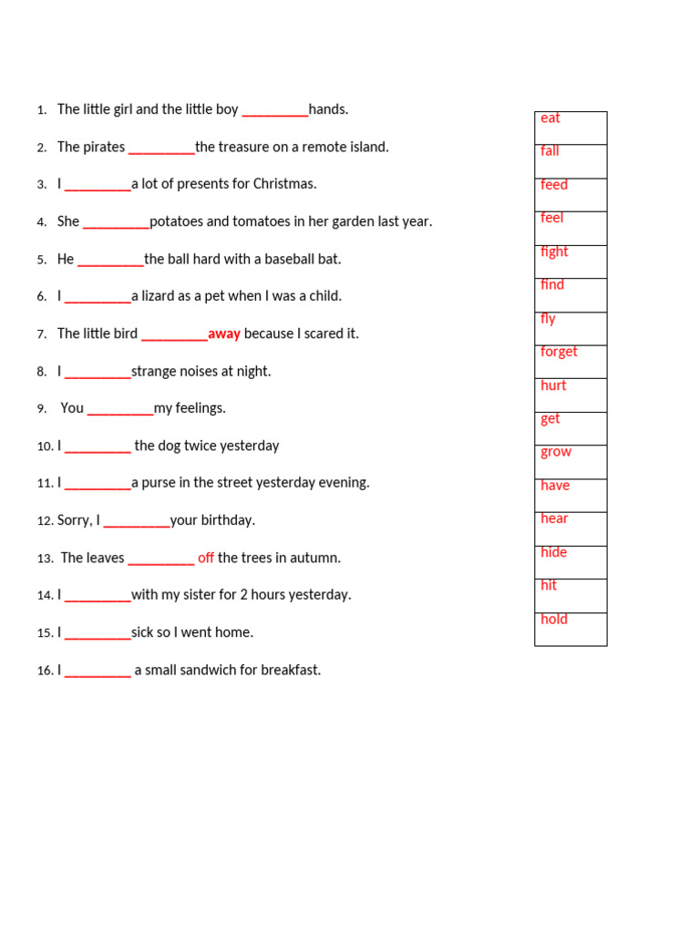 Irregular Verbs 2 - Fill in The Blanks | PDF