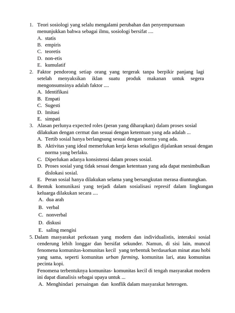Soal Tka 2 Sosio | PDF