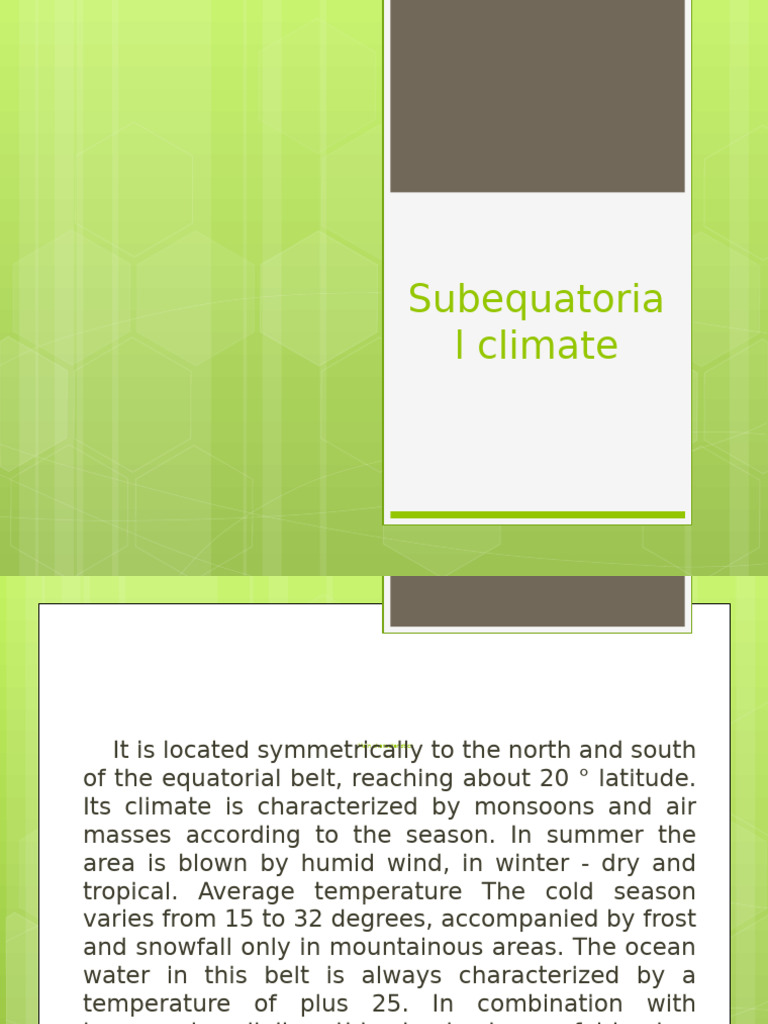 Subequatorial Climate Characteristics | PDF
