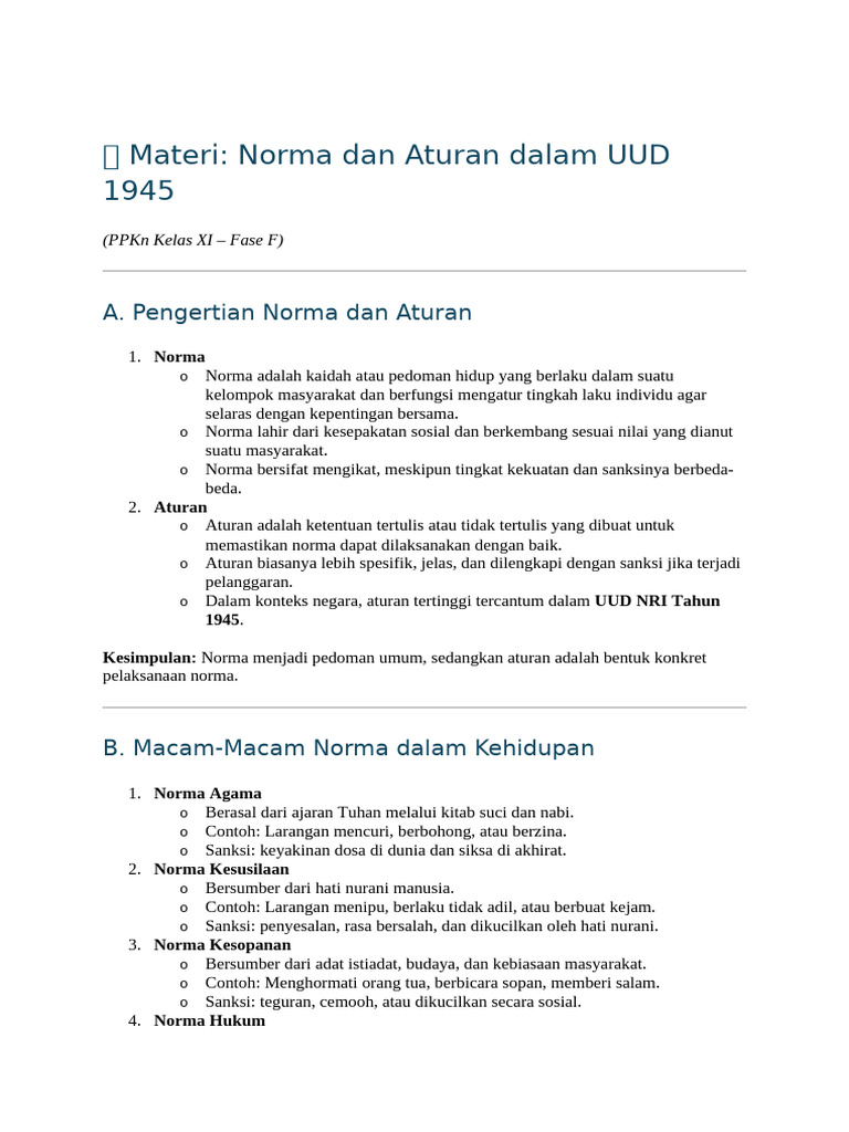 Norma dan Aturan dalam UUD 1945 | PDF
