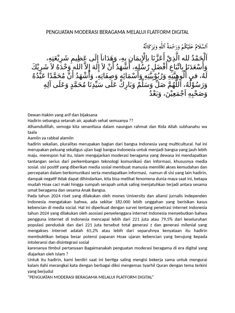 Moderasi Beragama di Era Digital | PDF