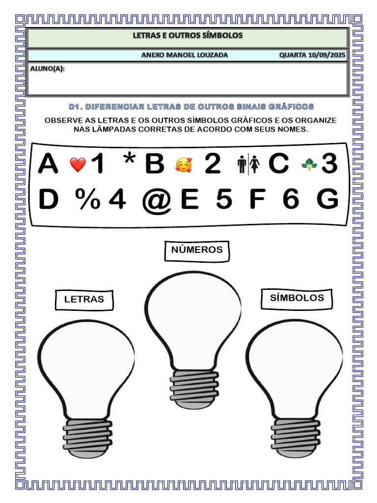 Atividades de Letras e Símbolos Gráficos | PDF