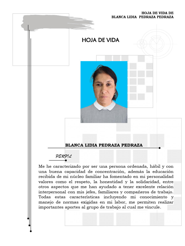 Hoja de Vida - Blanca Lidia Pedraza Pedraza | PDF