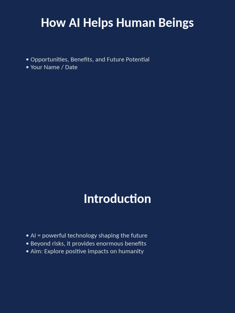 Benefits of AI for Humanity's Future | PDF