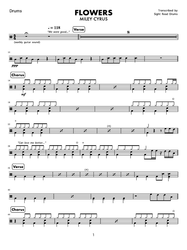 Flowers - Miley Cyrus | PDF