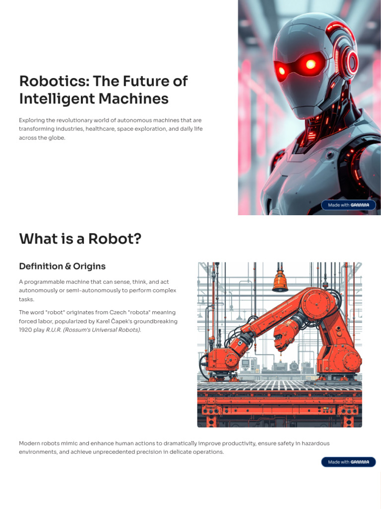 Future of Robotics: Intelligent Machines | PDF | Robot | Robotics