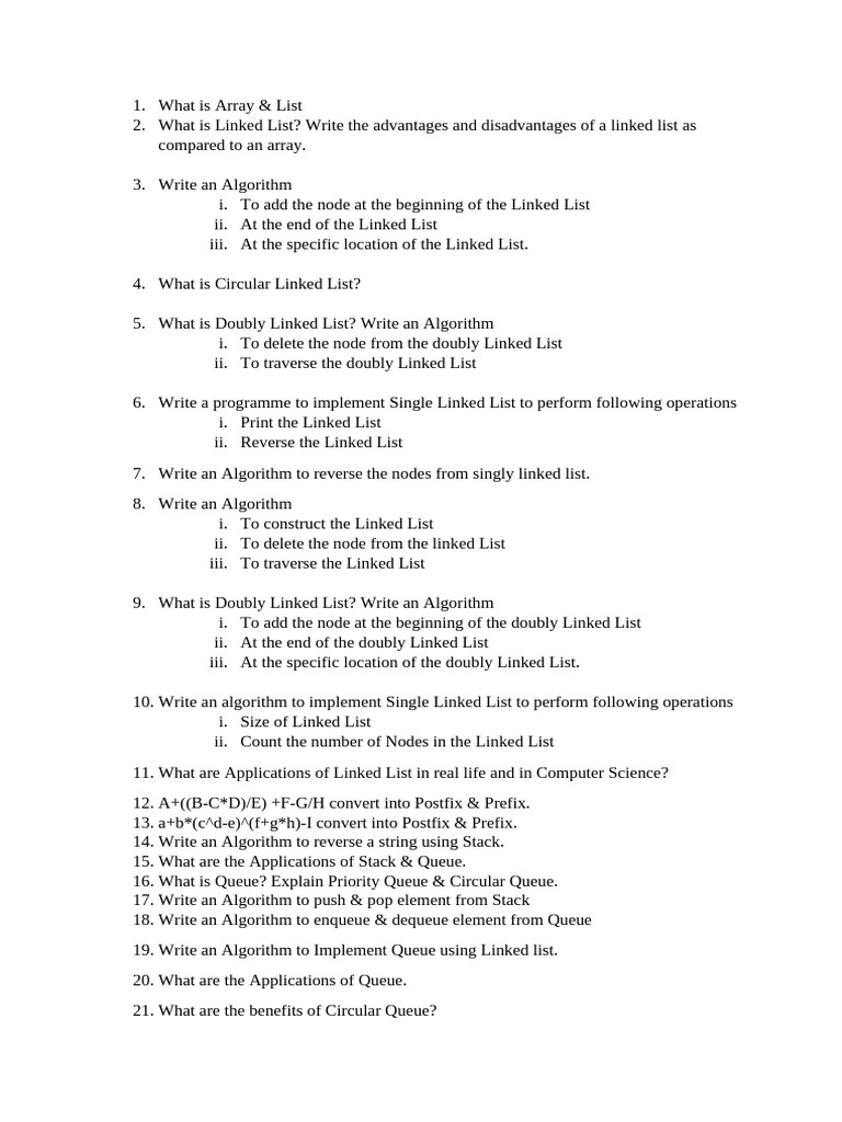 DSA Question Bank Shilpa Deshmukh | PDF | Queue (Abstract Data Type ...