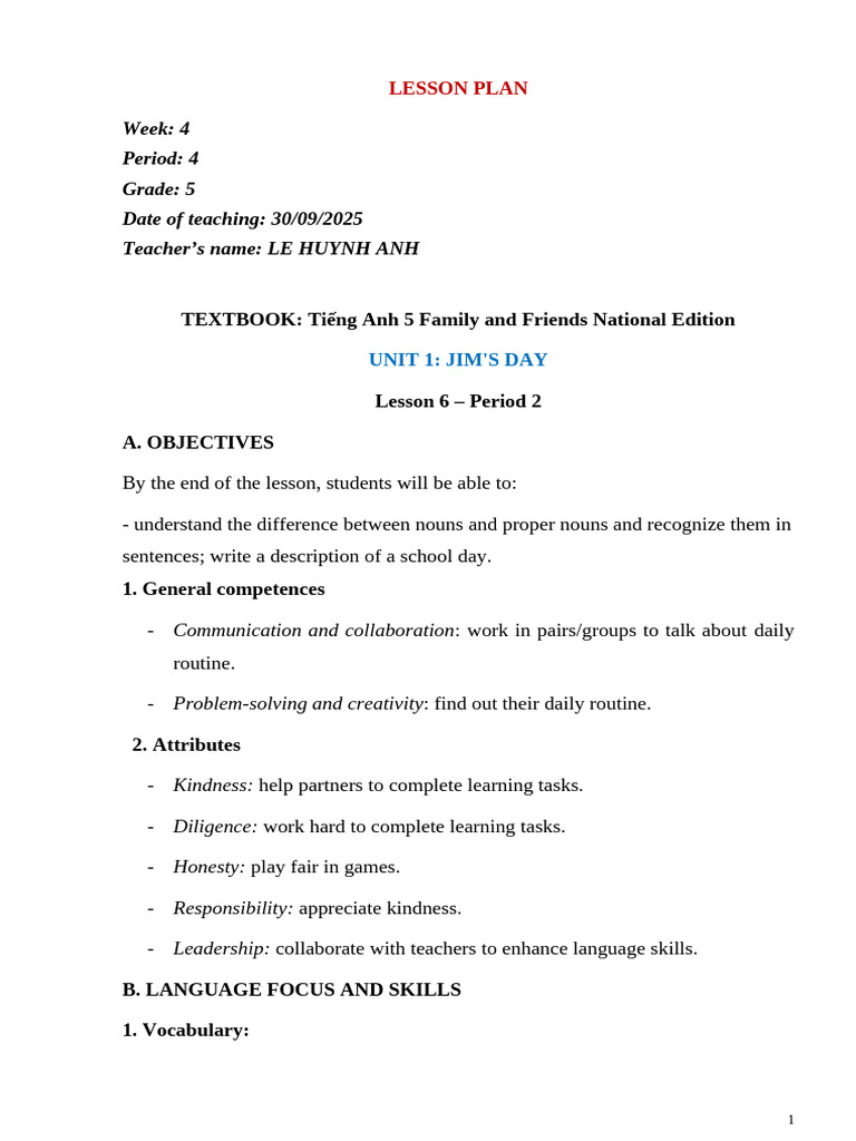 Unit 1-Lesson 6-Period 2 | PDF | Vocabulary | Behavior Modification