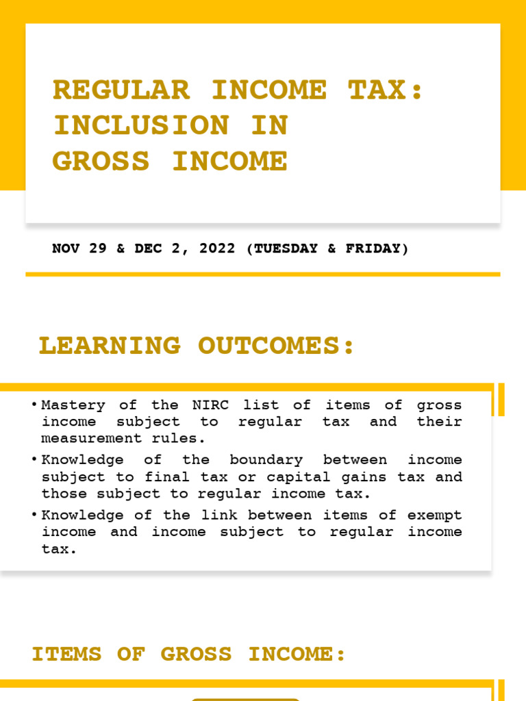 07 Finals - Regular Income Tax. Inclusion in Gross Income | PDF | Lease ...