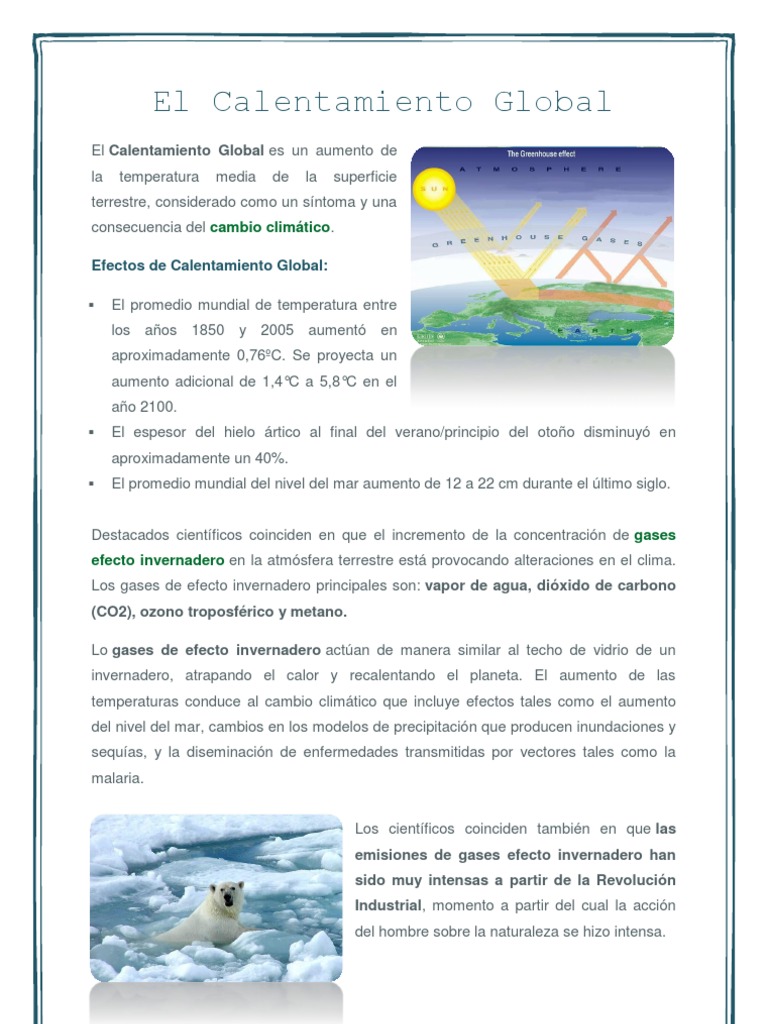Impacto del Calentamiento Global | PDF | Calentamiento global | Gases ...