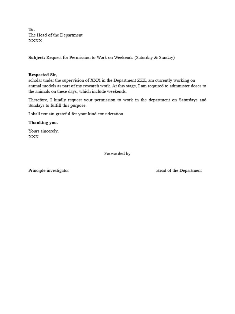 Weekend Work Permission Request | PDF