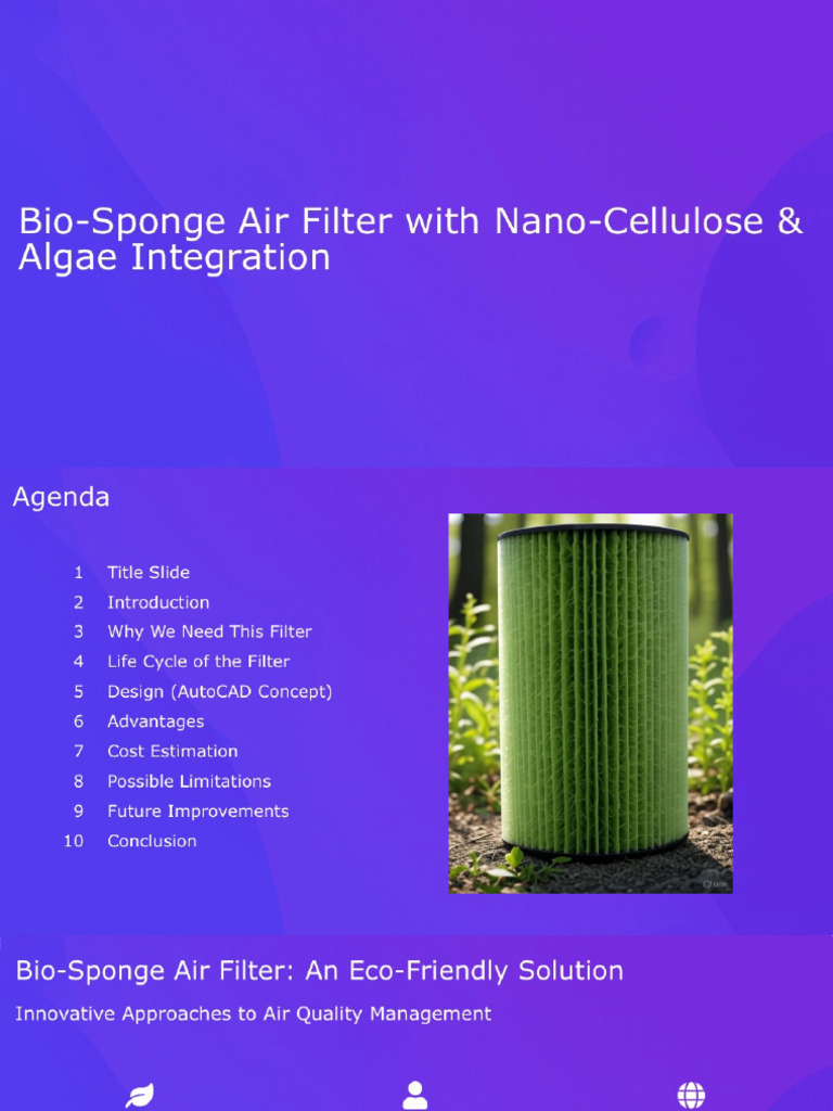 Bio Sponge Air Filter With Nano Cellulose and Algae Integration PDF | PDF