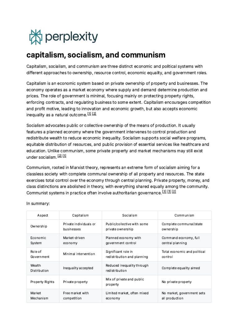 Capitalism, Socialism, and Communism | PDF | Socialism | Capitalism