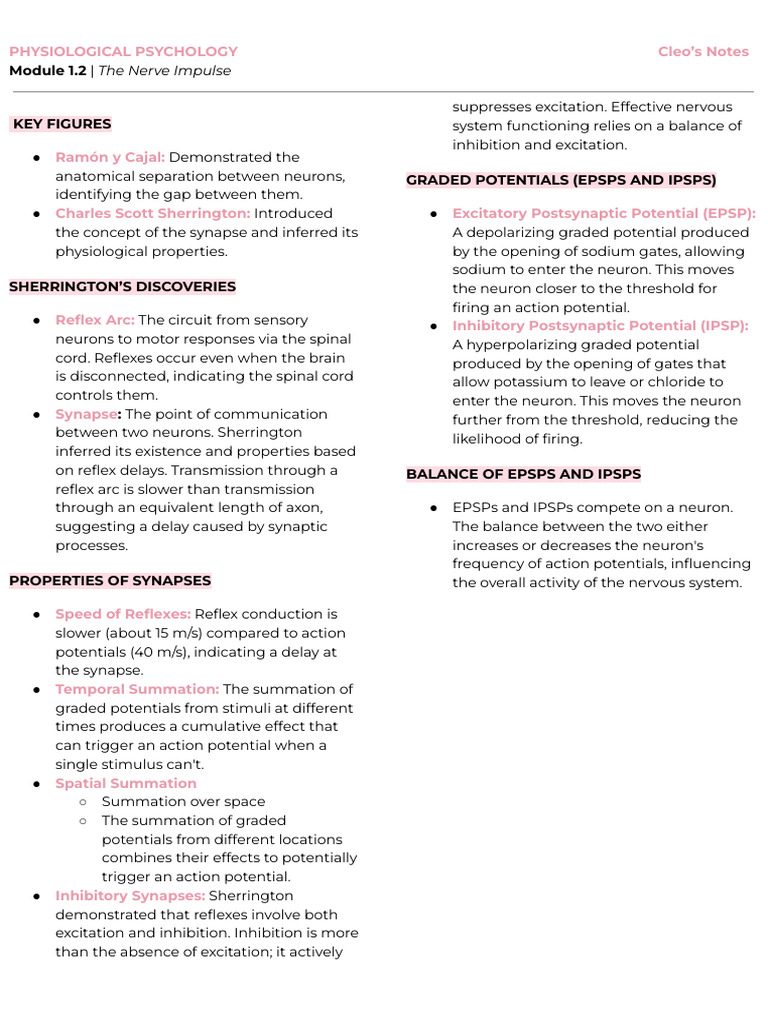 Physio - Module 2.1 - The Concept of Synapse | PDF | Inhibitory ...
