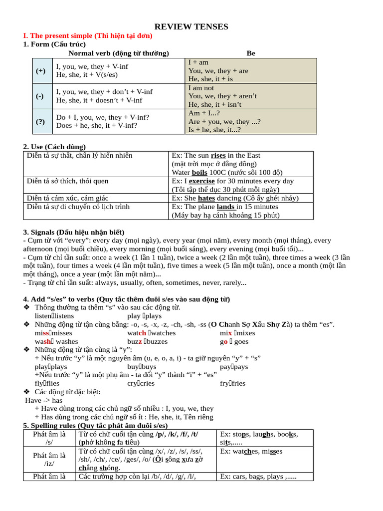 Review Tenses | PDF