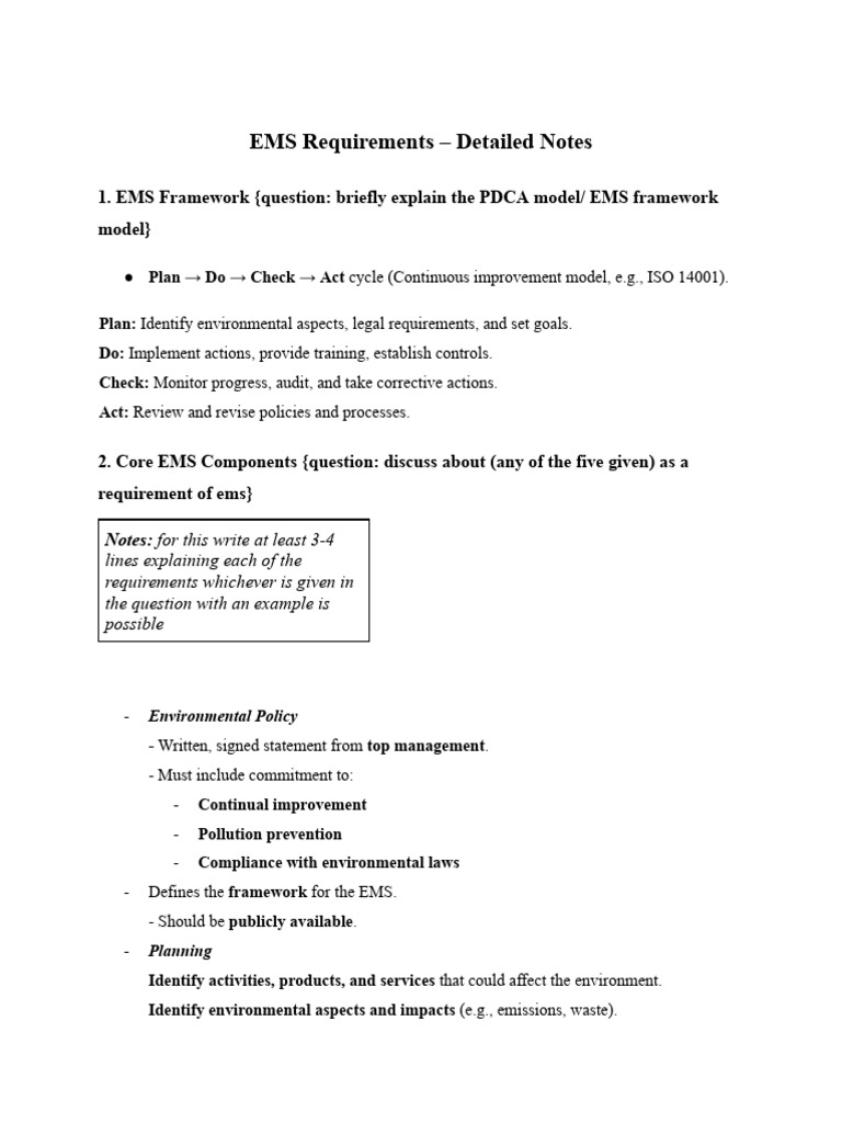 EMS Framework and Pollution Prevention Guide | PDF | Natural ...