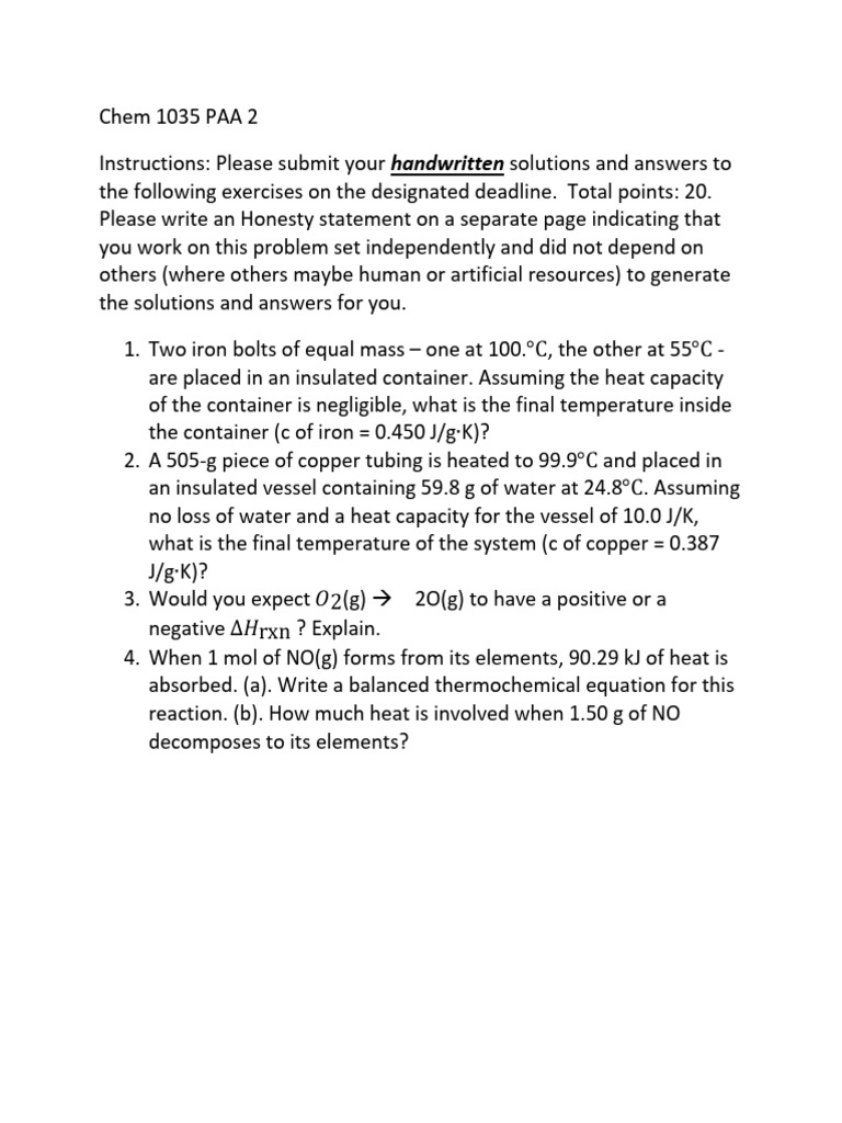 Chem 1035 Paa2 | PDF