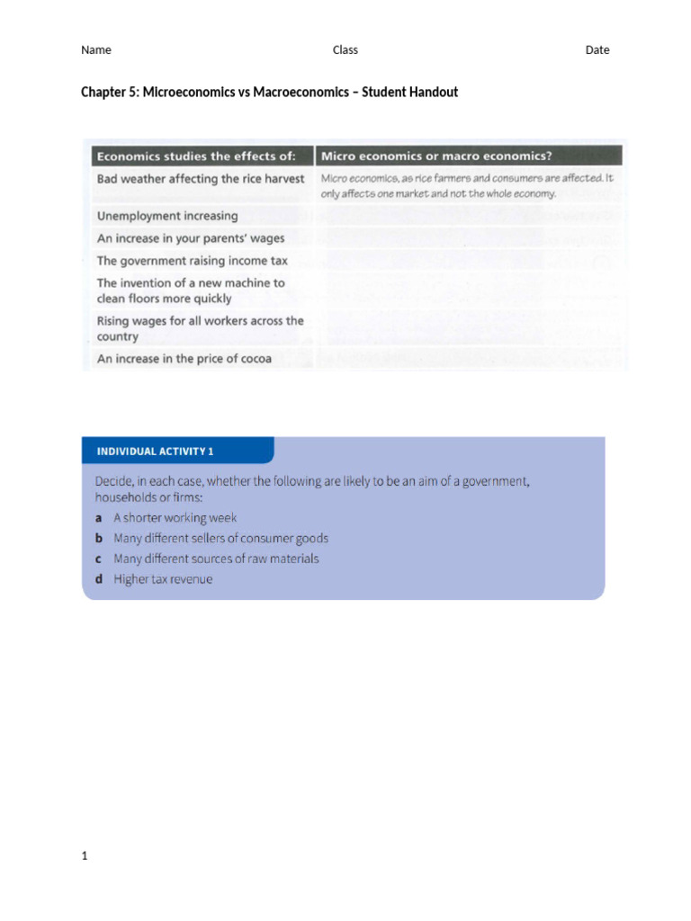 Chapter 5 Student Handout | PDF