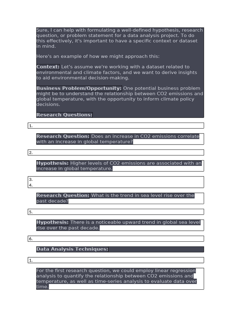 Formulating Hypotheses for Climate Data | PDF