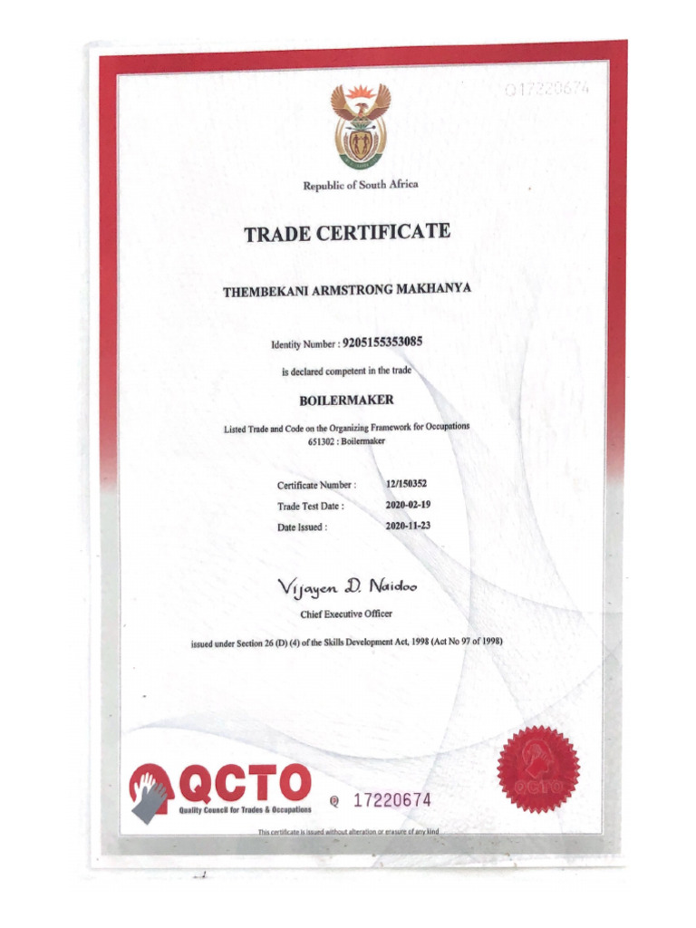 Trade Certificate | PDF